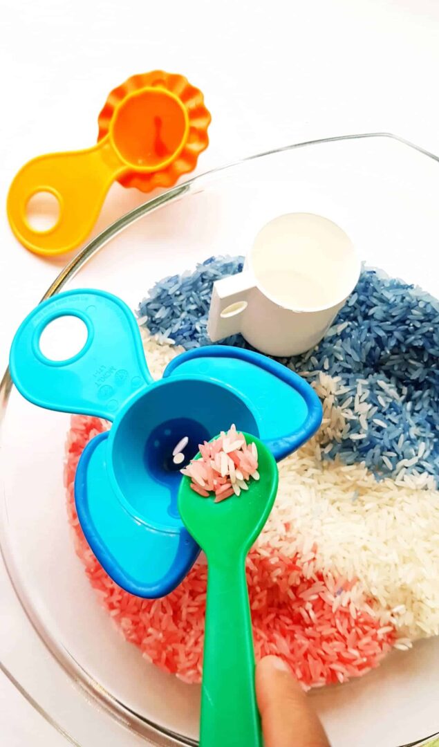 How to make your own colored rice for sensory play - Lil Tigers