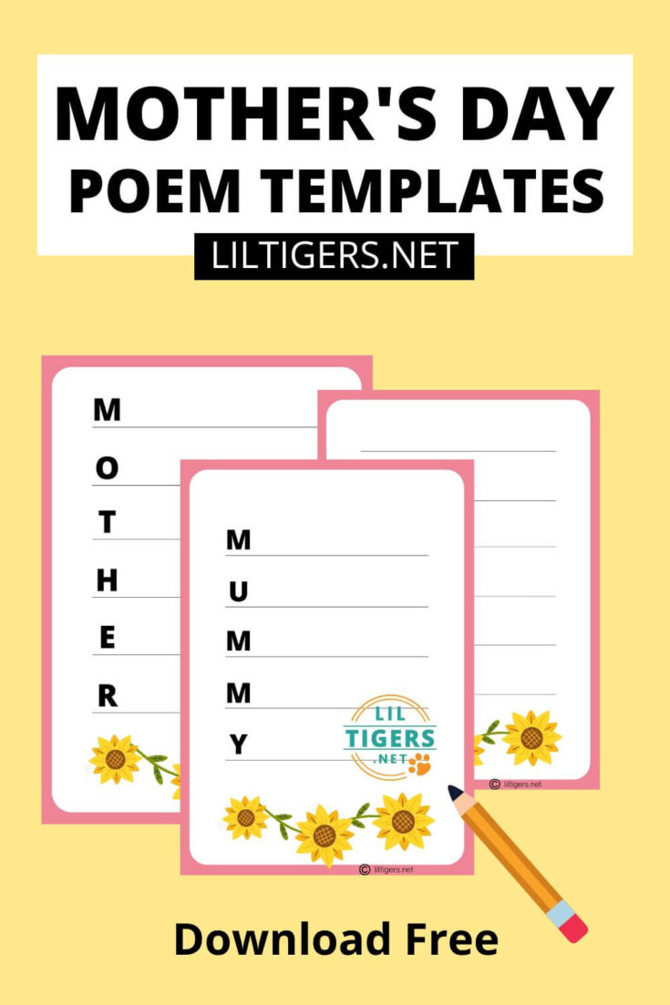 4 Free Printable Mother's Day Poem Templates - Lil Tigers