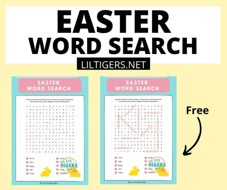 Free Printable Easter Word Search Puzzle - Lil Tigers Lil Tigers