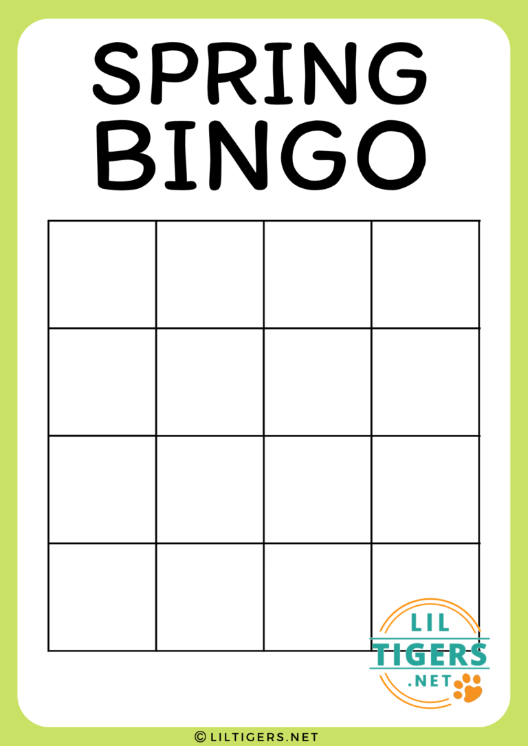 Free Printable Spring Bingo Game - Lil Tigers Lil Tigers