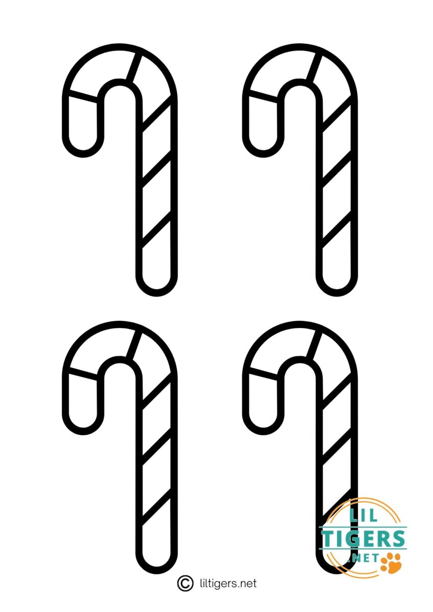 Free Printable Candy Cane Templates and Coloring Pages - Lil Tigers Lil ...