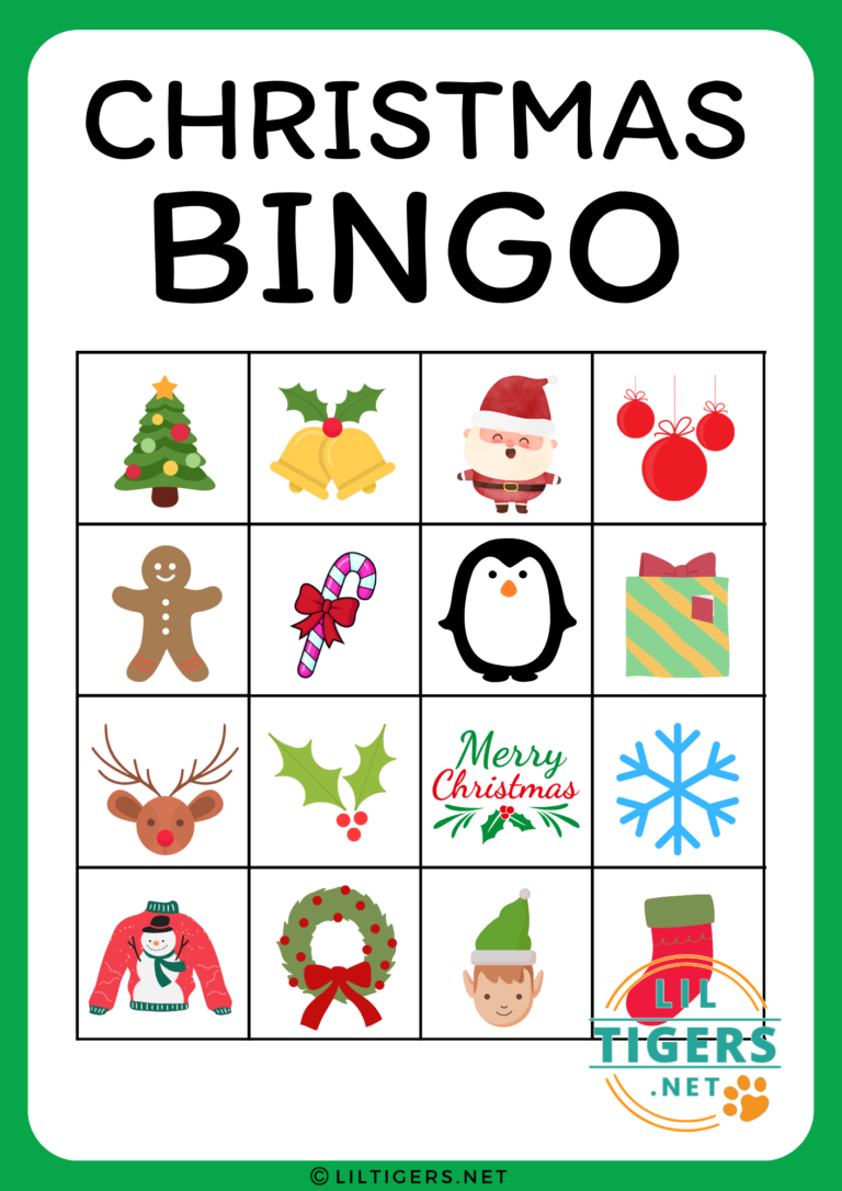 10 Free Printable Christmas Bingo Cards - Lil Tigers Lil Tigers